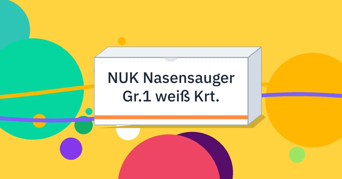 Symbolbild: Packung mit der Aufschrift NUK Nasensauger Gr.1 weiß Krt. (PZN 02772511) – Verfügbarkeit und Bezug in Apotheken in Frankfurt am Main