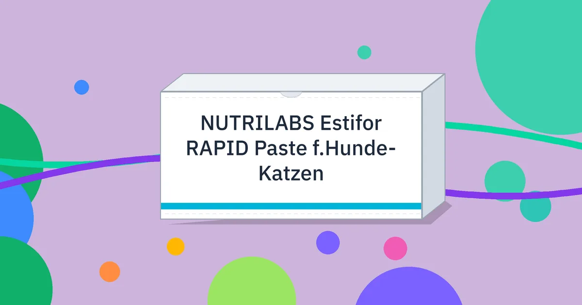Symbolbild: Packung mit der Aufschrift NUTRILABS Estifor RAPID Paste f.Hunde-Katzen (PZN 20417989) – Verfügbarkeit und Bezug in Apotheken in Frankfurt am Main