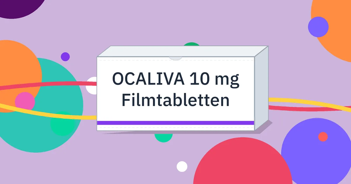 Symbolbild: Packung mit der Aufschrift OCALIVA 10 mg Filmtabletten (PZN 13979787) – Verfügbarkeit und Bezug in Apotheken in Frankfurt am Main
