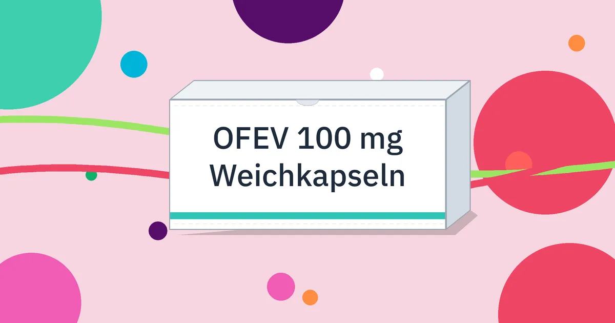 Symbolbild: Packung mit der Aufschrift OFEV 100 mg Weichkapseln (PZN 15226974) – Verfügbarkeit und Bezug in Apotheken in Frankfurt am Main