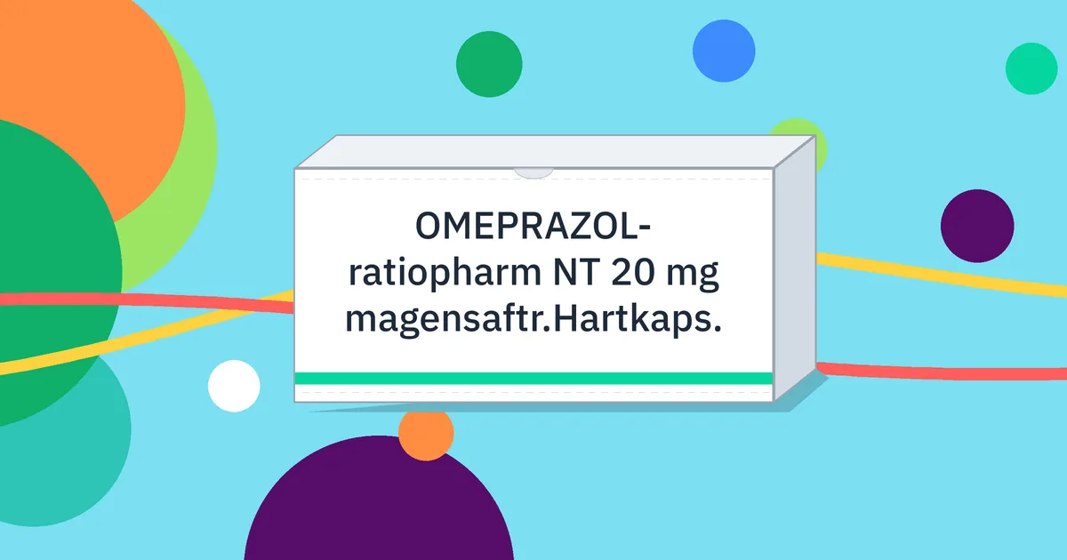 Symbolbild: Packung mit der Aufschrift OMEPRAZOL-ratiopharm NT 20 mg magensaftr.Hartkaps. (PZN 00913893) – Verfügbarkeit und Bezug in Apotheken in Frankfurt am Main