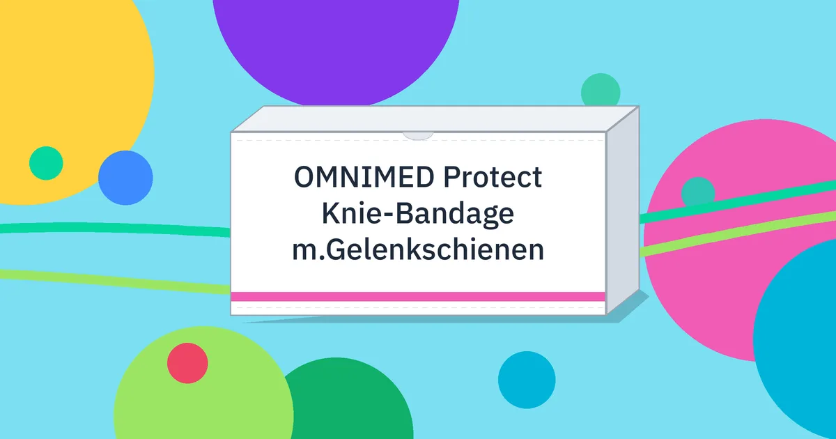 Symbolbild: Packung mit der Aufschrift OMNIMED Protect Knie-Bandage m.Gelenkschienen (PZN 16357282) – Verfügbarkeit und Bezug in Apotheken in Frankfurt am Main