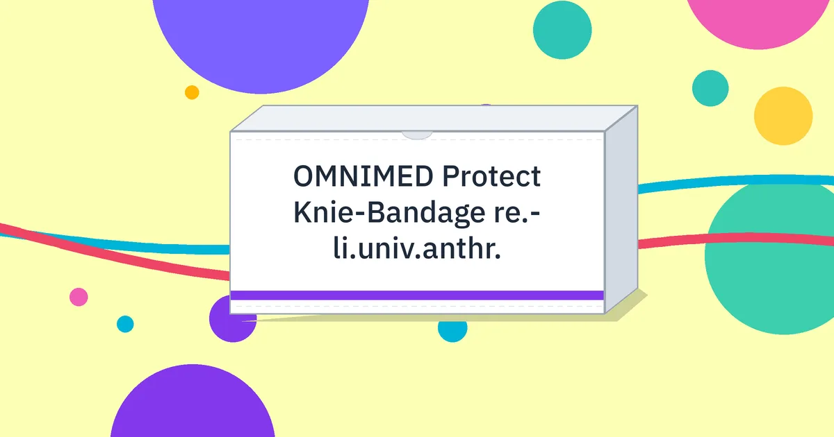 Symbolbild: Packung mit der Aufschrift OMNIMED Protect Knie-Bandage re.-li.univ.anthr. (PZN 16357307) – Verfügbarkeit und Bezug in Apotheken in Frankfurt am Main