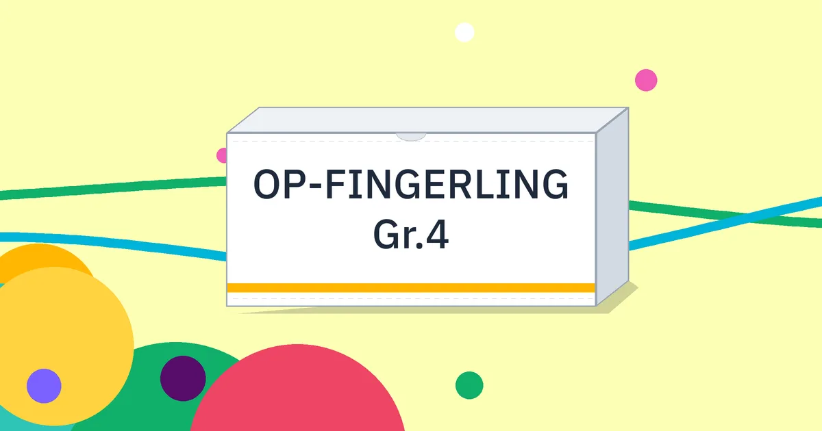 Symbolbild: Packung mit der Aufschrift OP-FINGERLING Gr.4 (PZN 04755563) – Verfügbarkeit und Bezug in Apotheken in Frankfurt am Main