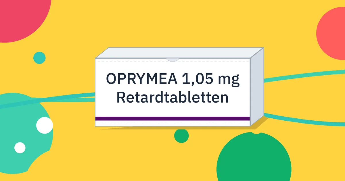 Symbolbild: Packung mit der Aufschrift OPRYMEA 1,05 mg Retardtabletten (PZN 11229734) – Verfügbarkeit und Bezug in Apotheken in Frankfurt am Main
