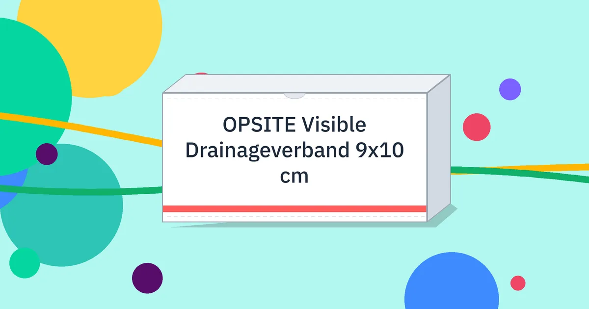 Symbolbild: Packung mit der Aufschrift OPSITE Visible Drainageverband 9x10 cm (PZN 07388740) – Verfügbarkeit und Bezug in Apotheken in Frankfurt am Main