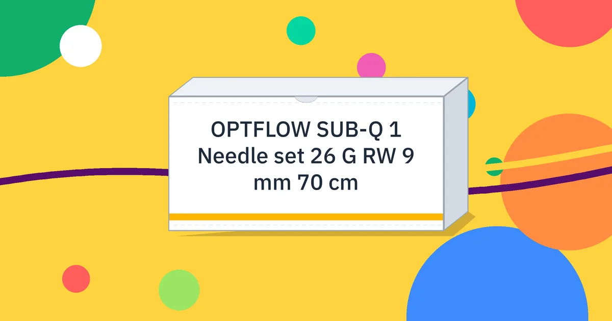 Symbolbild: Packung mit der Aufschrift OPTFLOW SUB-Q 1 Needle set 26 G RW 9 mm 70 cm (PZN 16528890) – Verfügbarkeit und Bezug in Apotheken in Frankfurt am Main