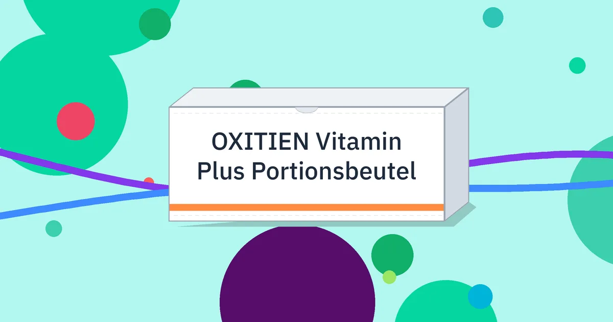 Symbolbild: Packung mit der Aufschrift OXITIEN Vitamin Plus Portionsbeutel (PZN 11072617) – Verfügbarkeit und Bezug in Apotheken in Frankfurt am Main