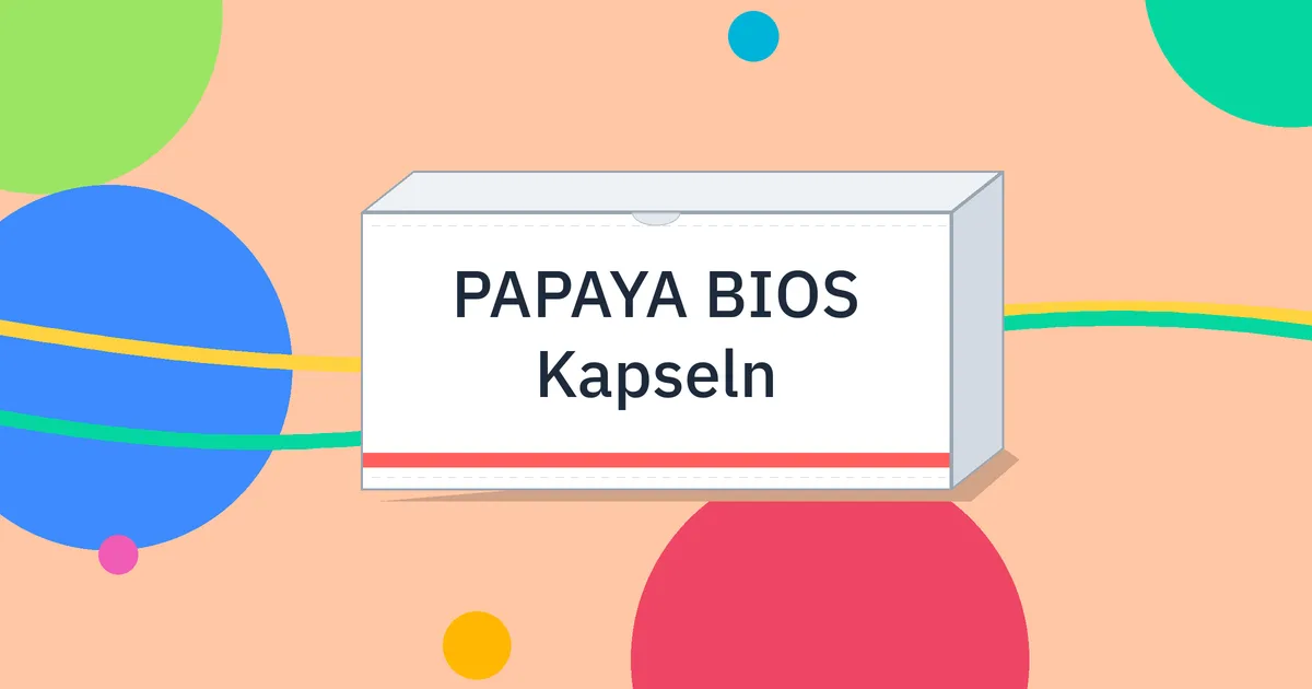 Symbolbild: Packung mit der Aufschrift PAPAYA BIOS Kapseln (PZN 03487959) – Verfügbarkeit und Bezug in Apotheken in Frankfurt am Main