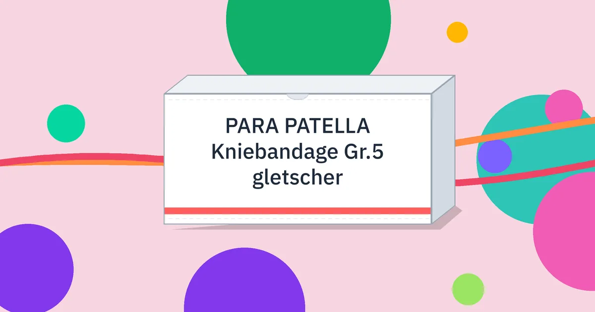 Symbolbild: Packung mit der Aufschrift PARA PATELLA Kniebandage Gr.5 gletscher (PZN 03317884) – Verfügbarkeit und Bezug in Apotheken in Frankfurt am Main