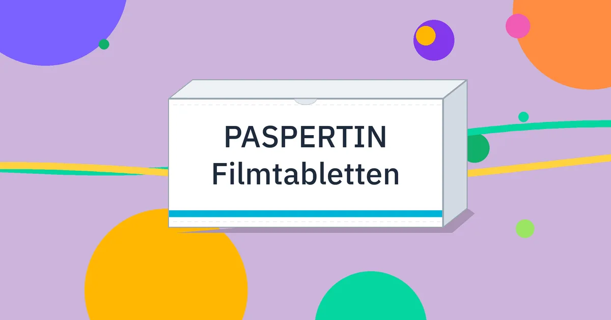 Symbolbild: Packung mit der Aufschrift PASPERTIN Filmtabletten (PZN 02295264) – Verfügbarkeit und Bezug in Apotheken in Frankfurt am Main