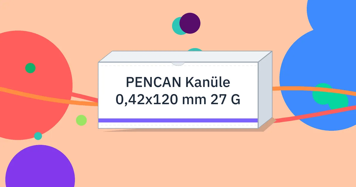 Symbolbild: Packung mit der Aufschrift PENCAN Kanüle 0,42x120 mm 27 G (PZN 00189492) – Verfügbarkeit und Bezug in Apotheken in Frankfurt am Main