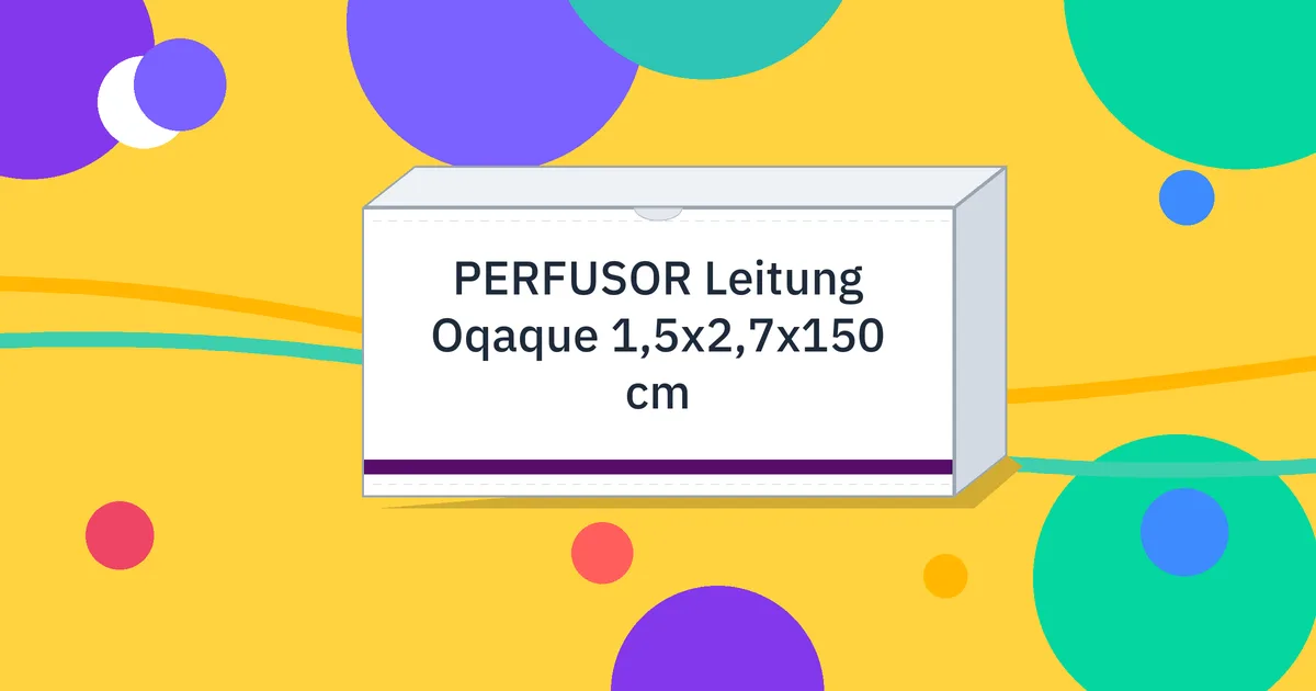 Symbolbild: Packung mit der Aufschrift PERFUSOR Leitung Oqaque 1,5x2,7x150 cm (PZN 06100487) – Verfügbarkeit und Bezug in Apotheken in Frankfurt am Main