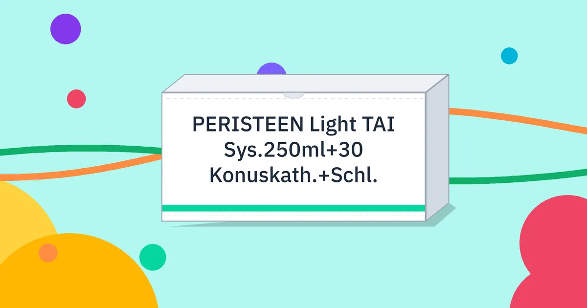 Symbolbild: Packung mit der Aufschrift PERISTEEN Light TAI Sys.250ml+30 Konuskath.+Schl. (PZN 19690616) – Verfügbarkeit und Bezug in Apotheken in Frankfurt am Main