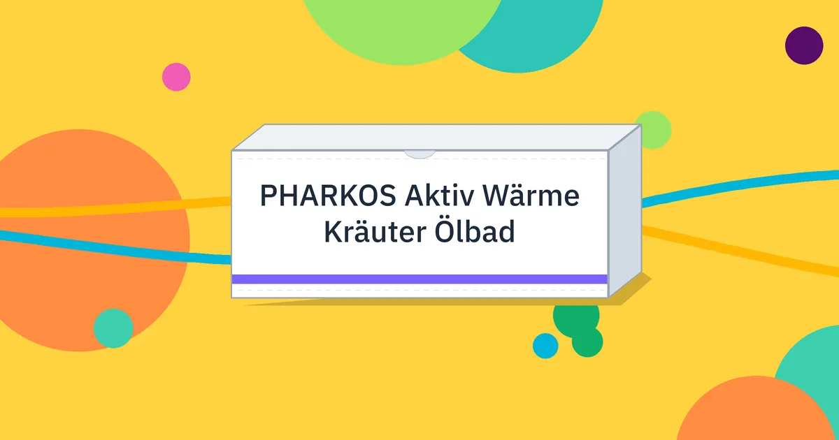 Symbolbild: Packung mit der Aufschrift PHARKOS Aktiv Wärme Kräuter Ölbad (PZN 01801653) – Verfügbarkeit und Bezug in Apotheken in Frankfurt am Main