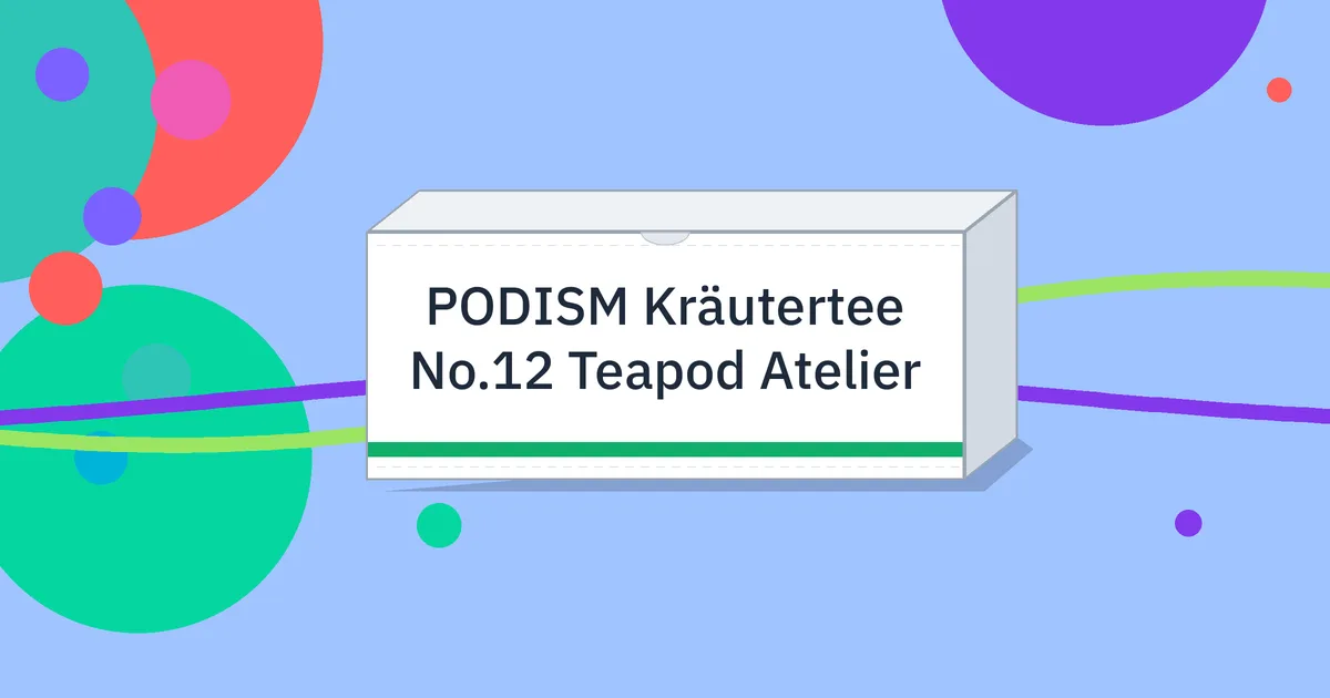 Symbolbild: Packung mit der Aufschrift PODISM Kräutertee No.12 Teapod Atelier (PZN 17895426) – Verfügbarkeit und Bezug in Apotheken in Frankfurt am Main