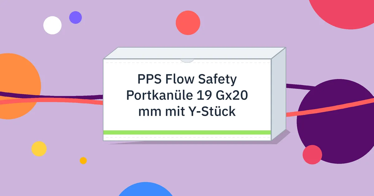 Symbolbild: Packung mit der Aufschrift PPS Flow Safety Portkanüle 19 Gx20 mm mit Y-Stück (PZN 10073939) – Verfügbarkeit und Bezug in Apotheken in Frankfurt am Main