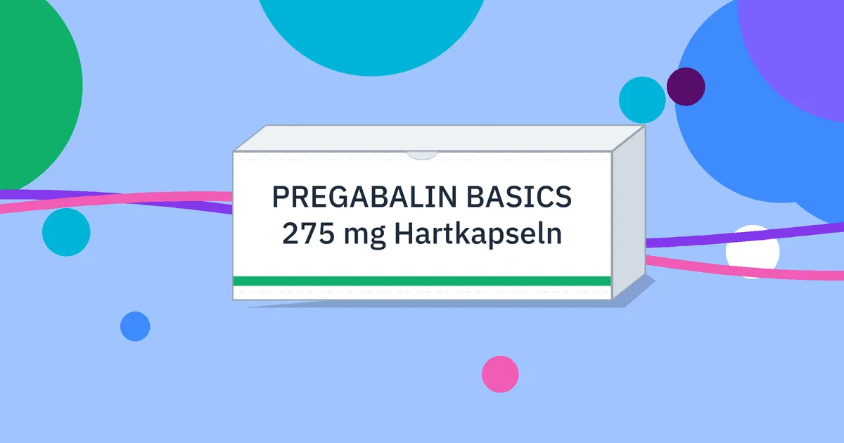 Symbolbild: Packung mit der Aufschrift PREGABALIN BASICS 275 mg Hartkapseln (PZN 12550332) – Verfügbarkeit und Bezug in Apotheken in Frankfurt am Main