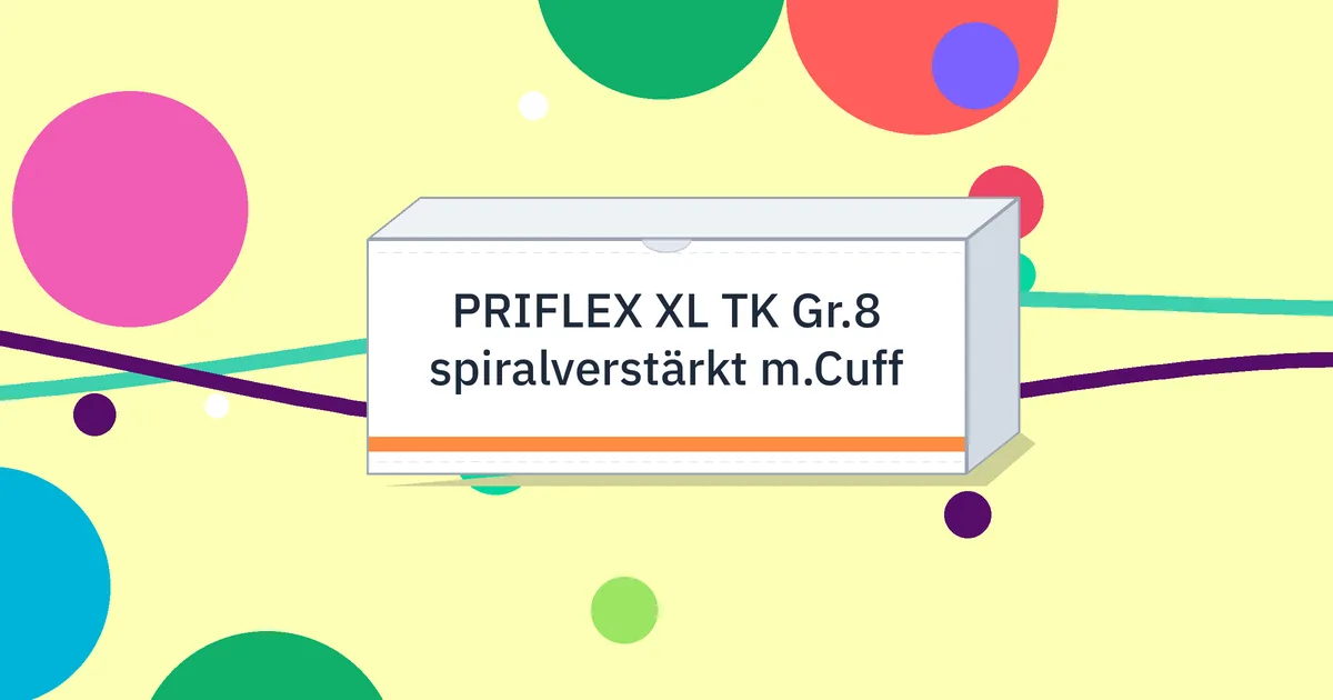 Symbolbild: Packung mit der Aufschrift PRIFLEX XL TK Gr.8 spiralverstärkt m.Cuff (PZN 11153729) – Verfügbarkeit und Bezug in Apotheken in Frankfurt am Main