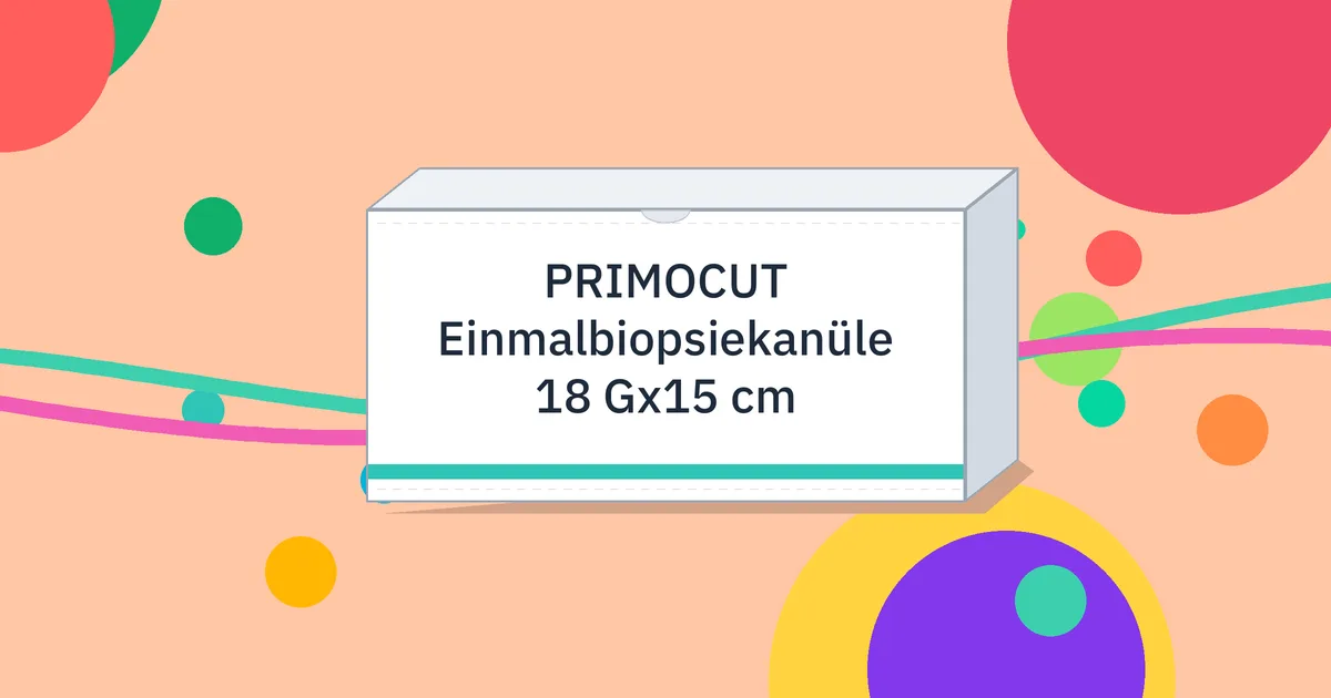 Symbolbild: Packung mit der Aufschrift PRIMOCUT Einmalbiopsiekanüle 18 Gx15 cm (PZN 03926347) – Verfügbarkeit und Bezug in Apotheken in Frankfurt am Main