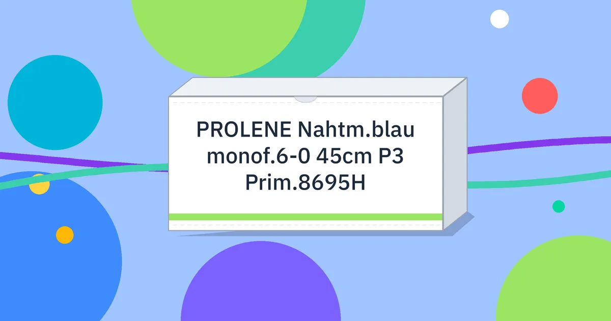 Symbolbild: Packung mit der Aufschrift PROLENE Nahtm.blau monof.6-0 45cm P3 Prim.8695H (PZN 16255676) – Verfügbarkeit und Bezug in Apotheken in Frankfurt am Main