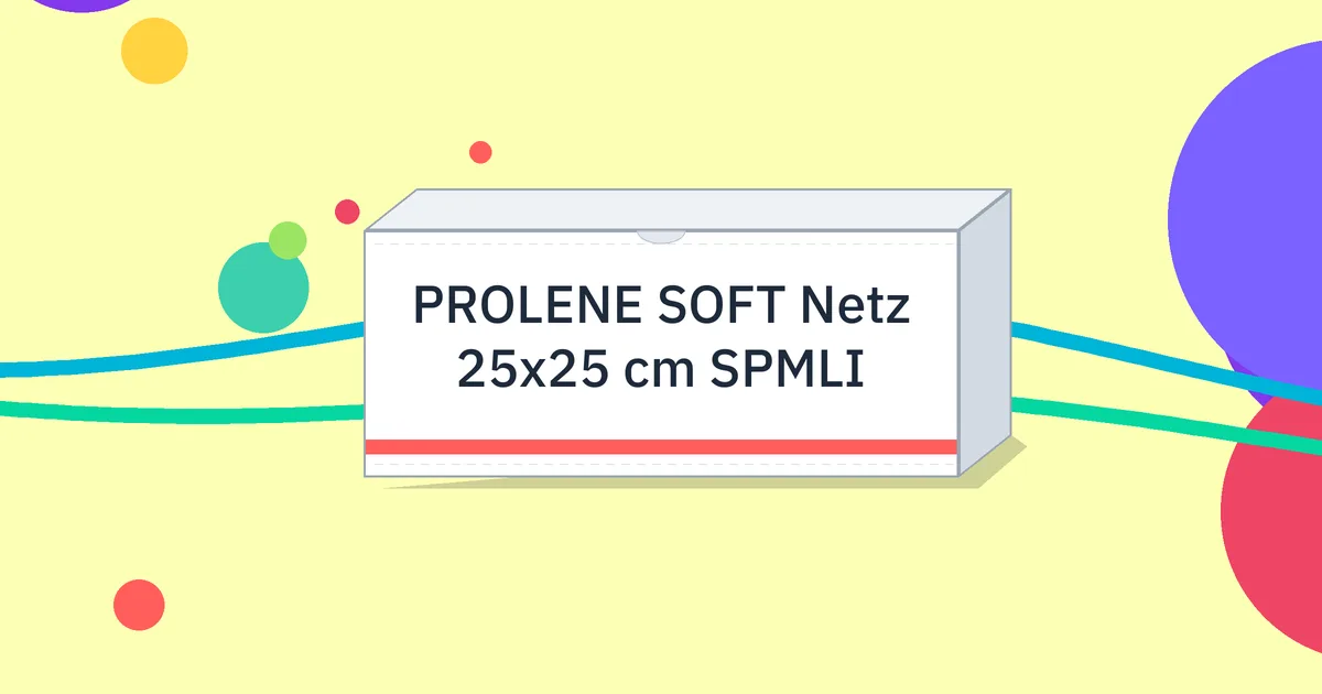 Symbolbild: Packung mit der Aufschrift PROLENE SOFT Netz 25x25 cm SPMLI (PZN 20854738) – Verfügbarkeit und Bezug in Apotheken in Frankfurt am Main