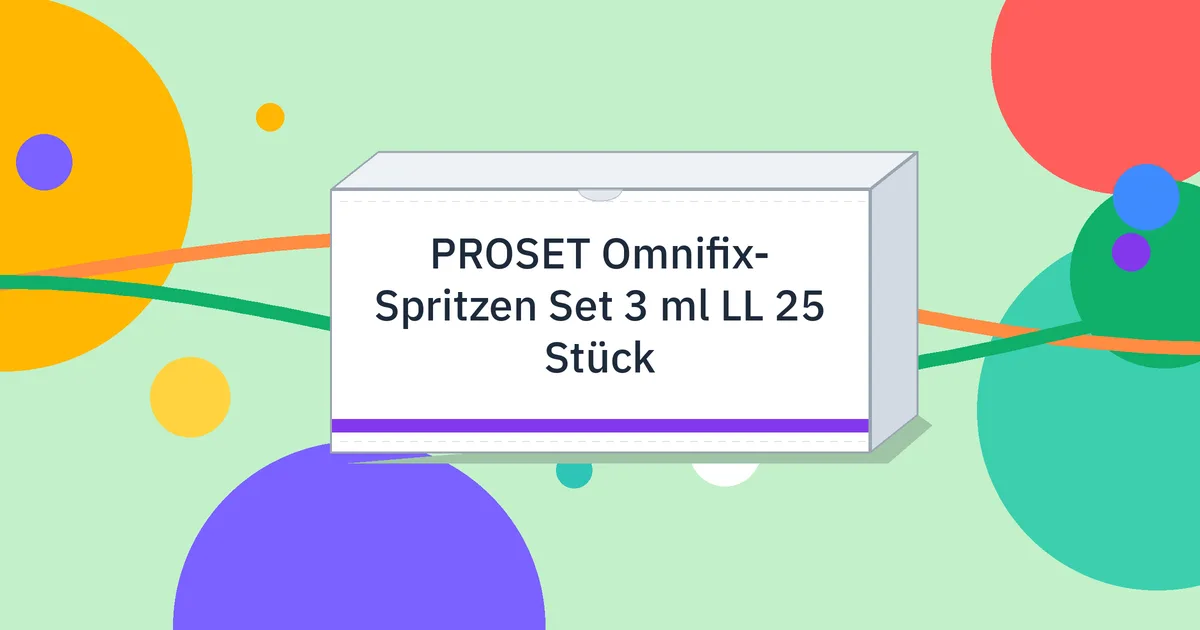 Symbolbild: Packung mit der Aufschrift PROSET Omnifix-Spritzen Set 3 ml LL 25 Stück (PZN 11110720) – Verfügbarkeit und Bezug in Apotheken in Frankfurt am Main