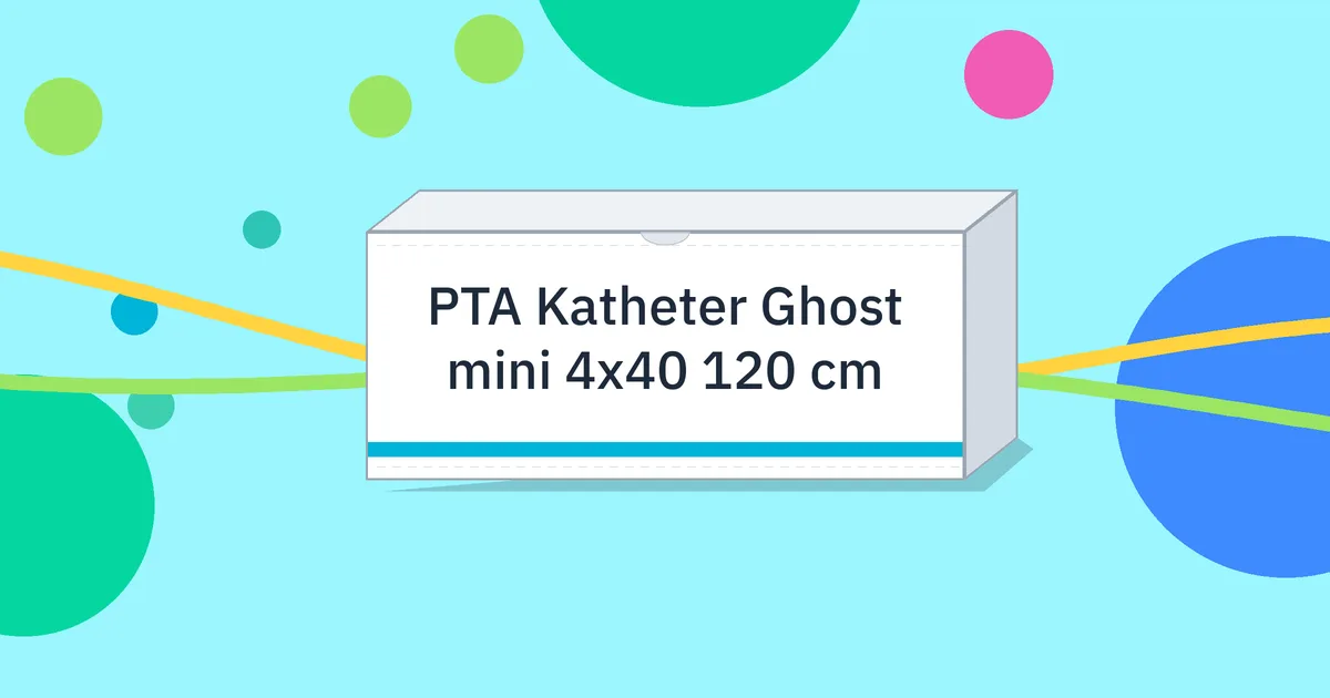 Symbolbild: Packung mit der Aufschrift PTA Katheter Ghost mini 4x40 120 cm (PZN 00142154) – Verfügbarkeit und Bezug in Apotheken in Frankfurt am Main