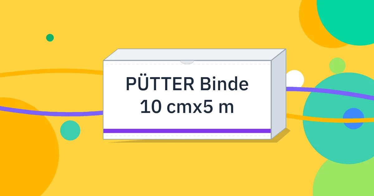 Symbolbild: Packung mit der Aufschrift PÜTTER Binde 10 cmx5 m (PZN 18800037) – Verfügbarkeit und Bezug in Apotheken in Frankfurt am Main