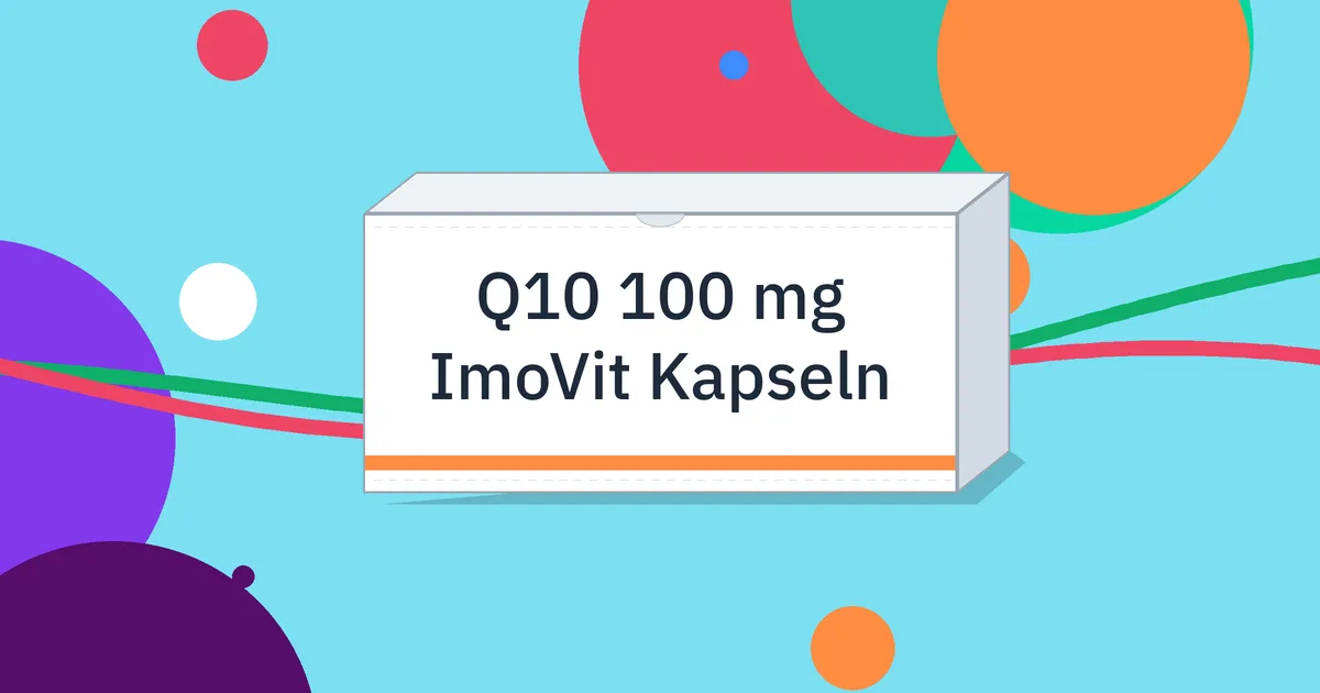 Symbolbild: Packung mit der Aufschrift Q10 100 mg ImoVit Kapseln (PZN 09522415) – Verfügbarkeit und Bezug in Apotheken in Frankfurt am Main