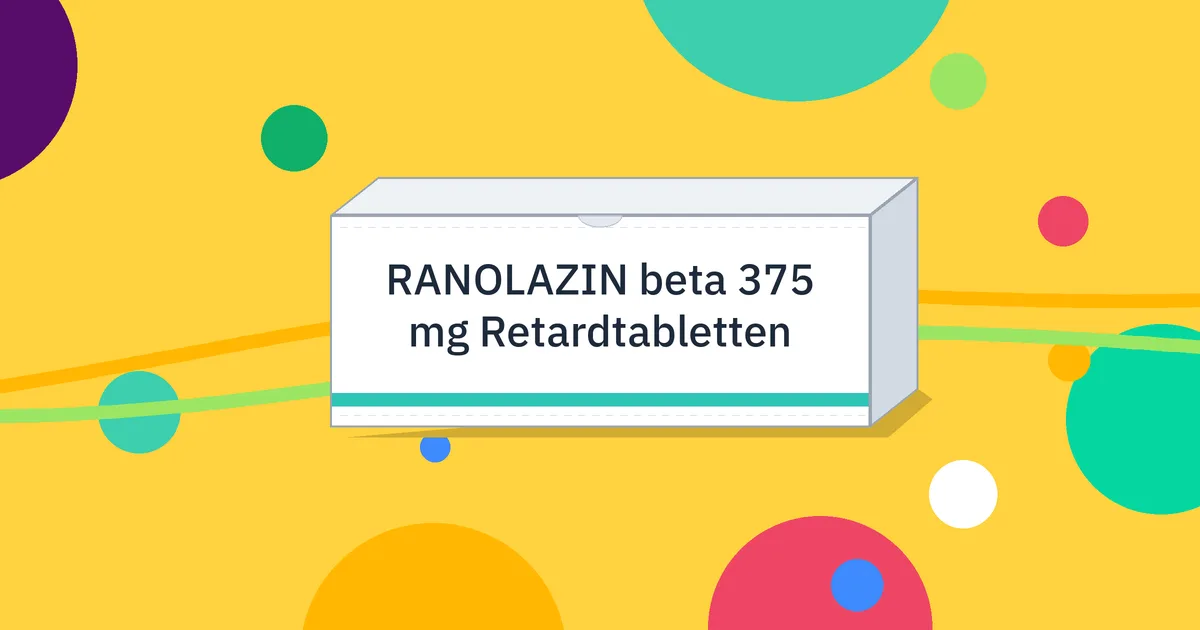 Symbolbild: Packung mit der Aufschrift RANOLAZIN beta 375 mg Retardtabletten (PZN 18354796) – Verfügbarkeit und Bezug in Apotheken in Frankfurt am Main