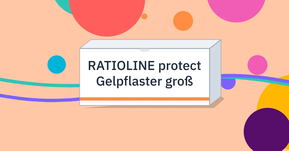 Symbolbild: Packung mit der Aufschrift RATIOLINE protect Gelpflaster groß (PZN 01805390) – Verfügbarkeit und Bezug in Apotheken in Frankfurt am Main