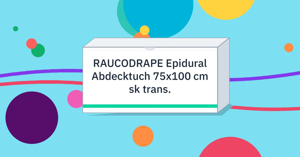 Symbolbild: Packung mit der Aufschrift RAUCODRAPE Epidural Abdecktuch 75x100 cm sk trans. (PZN 09888435) – Verfügbarkeit und Bezug in Apotheken in Frankfurt am Main