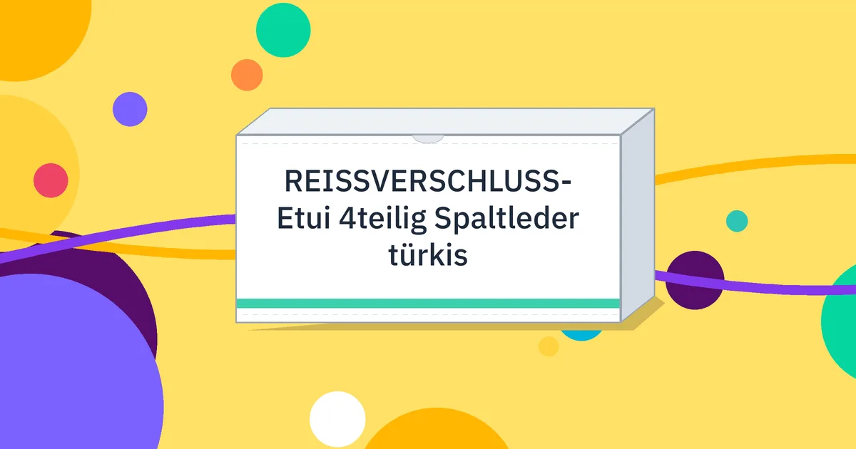 Symbolbild: Packung mit der Aufschrift REISSVERSCHLUSS-Etui 4teilig Spaltleder türkis (PZN 17288979) – Verfügbarkeit und Bezug in Apotheken in Frankfurt am Main