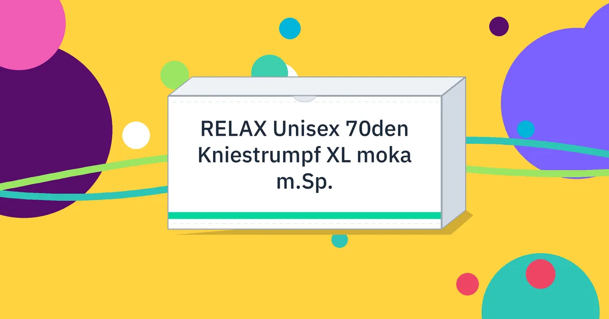 Symbolbild: Packung mit der Aufschrift RELAX Unisex 70den Kniestrumpf XL moka m.Sp. (PZN 01379929) – Verfügbarkeit und Bezug in Apotheken in Frankfurt am Main