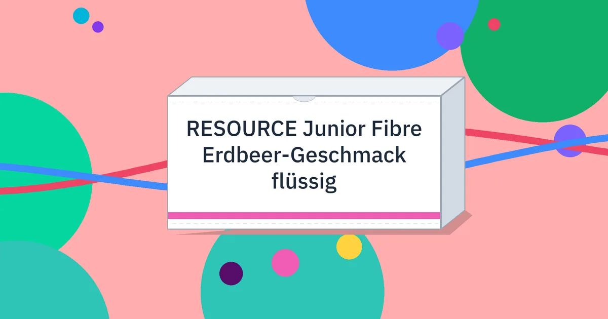 Symbolbild: Packung mit der Aufschrift RESOURCE Junior Fibre Erdbeer-Geschmack flüssig (PZN 20636071) – Verfügbarkeit und Bezug in Apotheken in Frankfurt am Main
