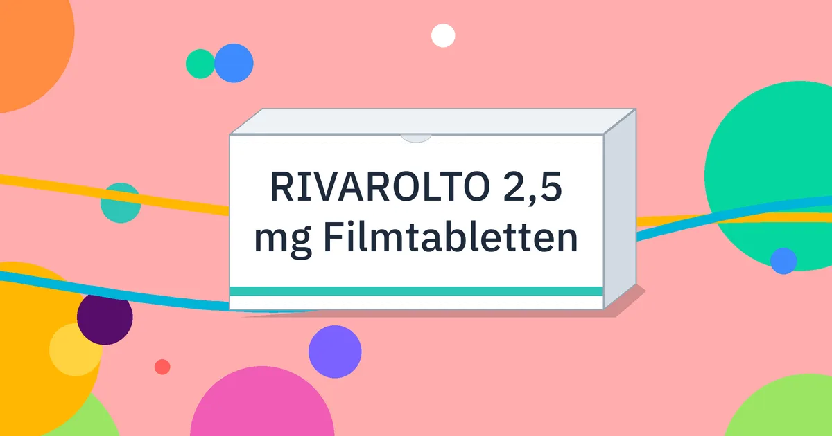 Symbolbild: Packung mit der Aufschrift RIVAROLTO 2,5 mg Filmtabletten (PZN 18824204) – Verfügbarkeit und Bezug in Apotheken in Frankfurt am Main