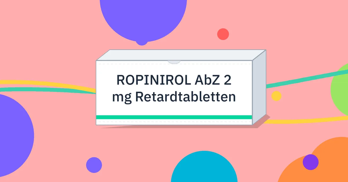 Symbolbild: Packung mit der Aufschrift ROPINIROL AbZ 2 mg Retardtabletten (PZN 08814676) – Verfügbarkeit und Bezug in Apotheken in Frankfurt am Main