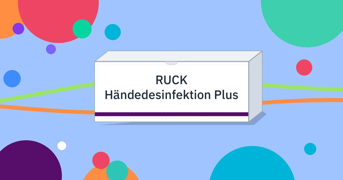 Symbolbild: Packung mit der Aufschrift RUCK Händedesinfektion Plus (PZN 08456596) – Verfügbarkeit und Bezug in Apotheken in Frankfurt am Main