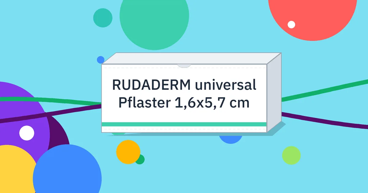 Symbolbild: Packung mit der Aufschrift RUDADERM universal Pflaster 1,6x5,7 cm (PZN 15879328) – Verfügbarkeit und Bezug in Apotheken in Frankfurt am Main