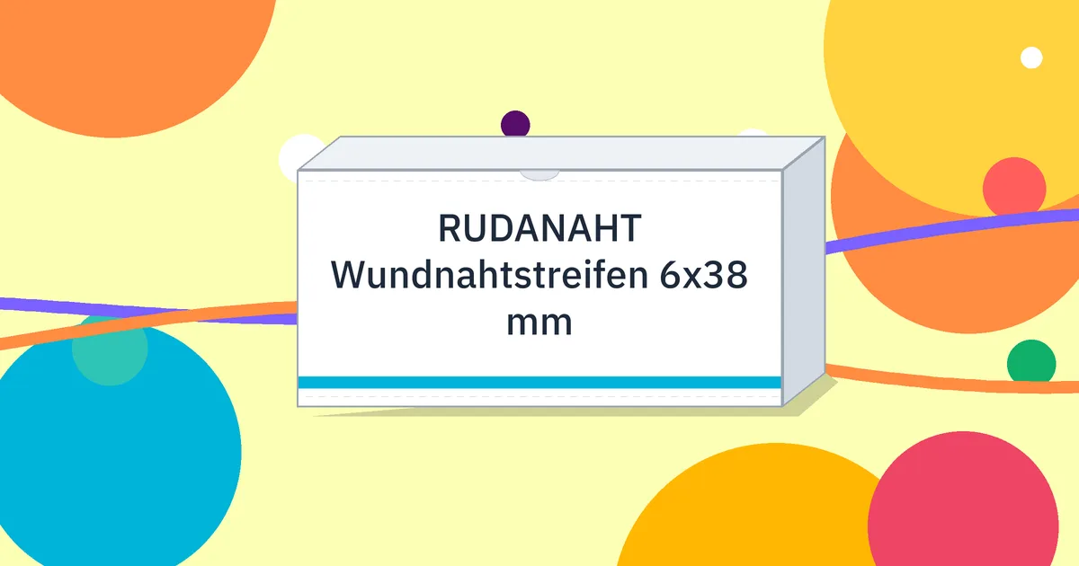 Symbolbild: Packung mit der Aufschrift RUDANAHT Wundnahtstreifen 6x38 mm (PZN 00031294) – Verfügbarkeit und Bezug in Apotheken in Frankfurt am Main