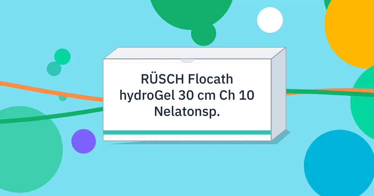 Symbolbild: Packung mit der Aufschrift RÜSCH Flocath hydroGel 30 cm Ch 10 Nelatonsp. (PZN 02163522) – Verfügbarkeit und Bezug in Apotheken in Frankfurt am Main