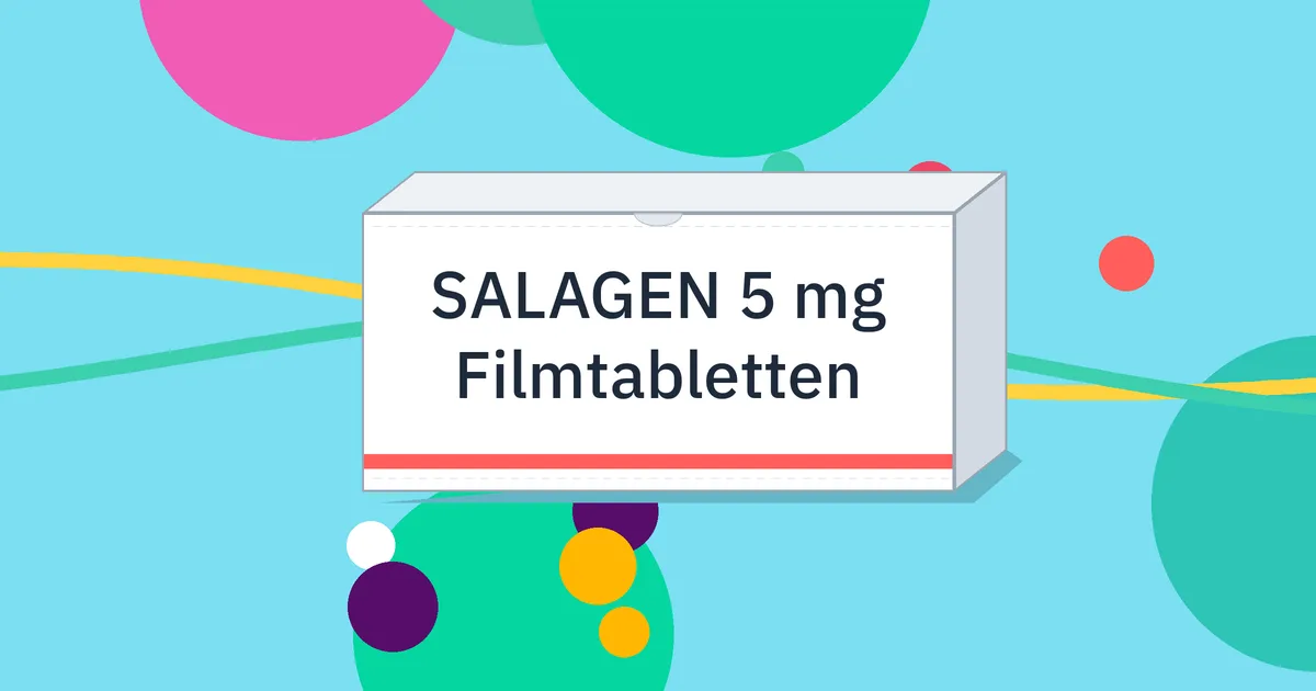 Symbolbild: Packung mit der Aufschrift SALAGEN 5 mg Filmtabletten (PZN 11367436) – Verfügbarkeit und Bezug in Apotheken in Frankfurt am Main