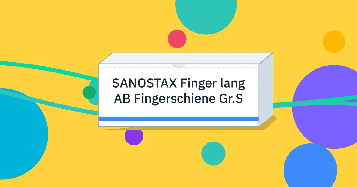 Symbolbild: Packung mit der Aufschrift SANOSTAX Finger lang AB Fingerschiene Gr.S (PZN 10197156) – Verfügbarkeit und Bezug in Apotheken in Frankfurt am Main