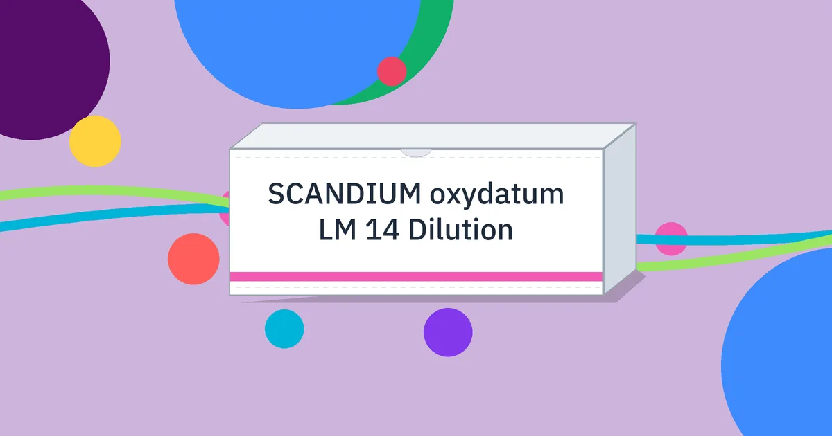 Symbolbild: Packung mit der Aufschrift SCANDIUM oxydatum LM 14 Dilution (PZN 13183574) – Verfügbarkeit und Bezug in Apotheken in Frankfurt am Main