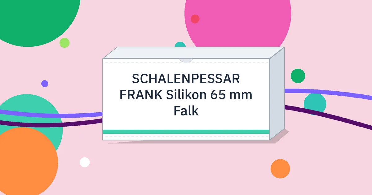 Symbolbild: Packung mit der Aufschrift SCHALENPESSAR FRANK Silikon 65 mm Falk (PZN 03279379) – Verfügbarkeit und Bezug in Apotheken in Frankfurt am Main