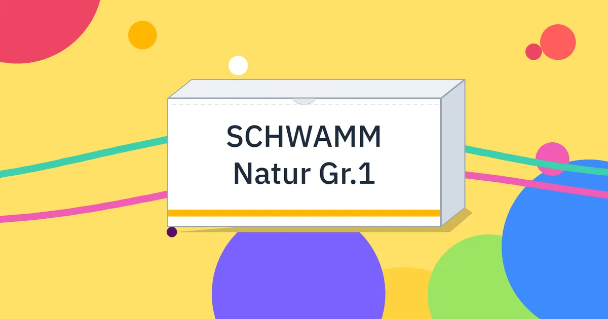 Symbolbild: Packung mit der Aufschrift SCHWAMM Natur Gr.1 (PZN 01740963) – Verfügbarkeit und Bezug in Apotheken in Frankfurt am Main