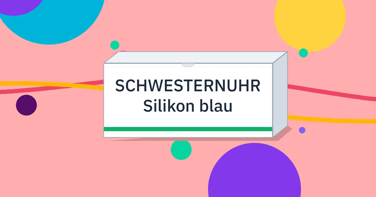 Symbolbild: Packung mit der Aufschrift SCHWESTERNUHR Silikon blau (PZN 00910506) – Verfügbarkeit und Bezug in Apotheken in Frankfurt am Main