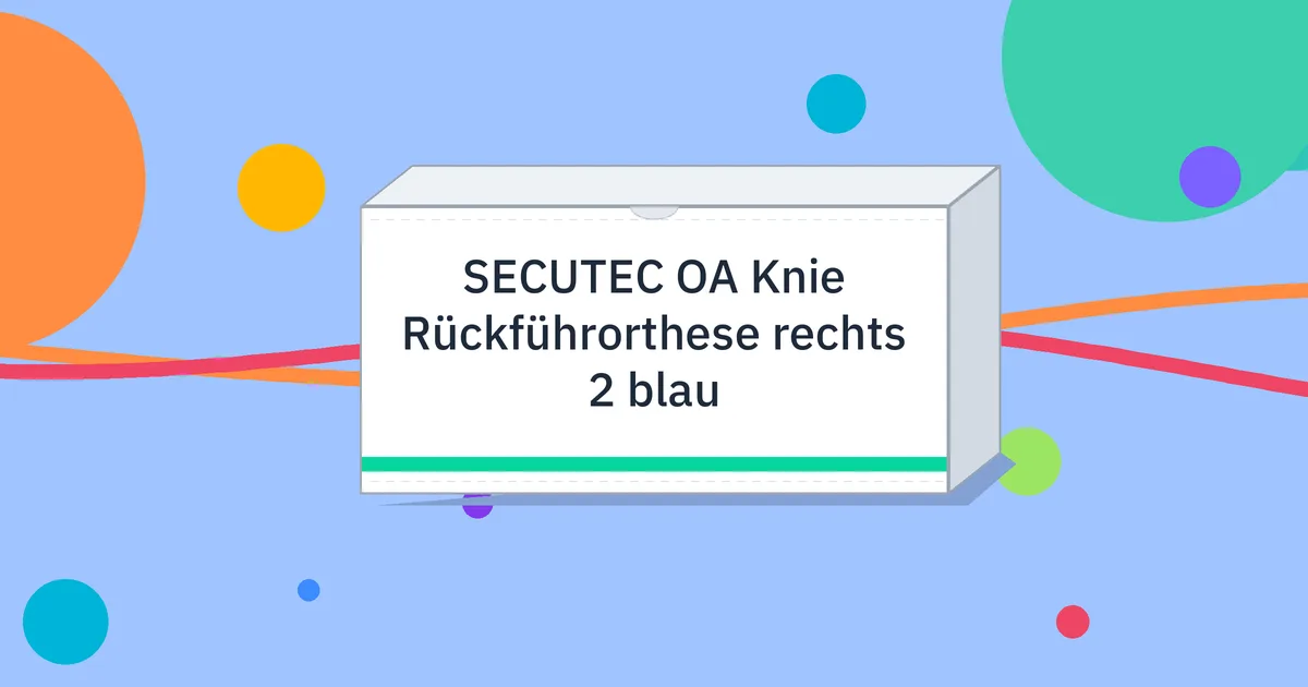 Symbolbild: Packung mit der Aufschrift SECUTEC OA Knie Rückführorthese rechts 2 blau (PZN 14254112) – Verfügbarkeit und Bezug in Apotheken in Frankfurt am Main