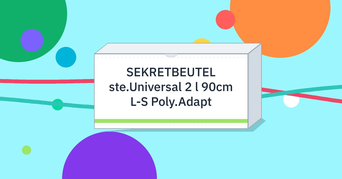 Symbolbild: Packung mit der Aufschrift SEKRETBEUTEL ste.Universal 2 l 90cm L-S Poly.Adapt (PZN 17489459) – Verfügbarkeit und Bezug in Apotheken in Frankfurt am Main